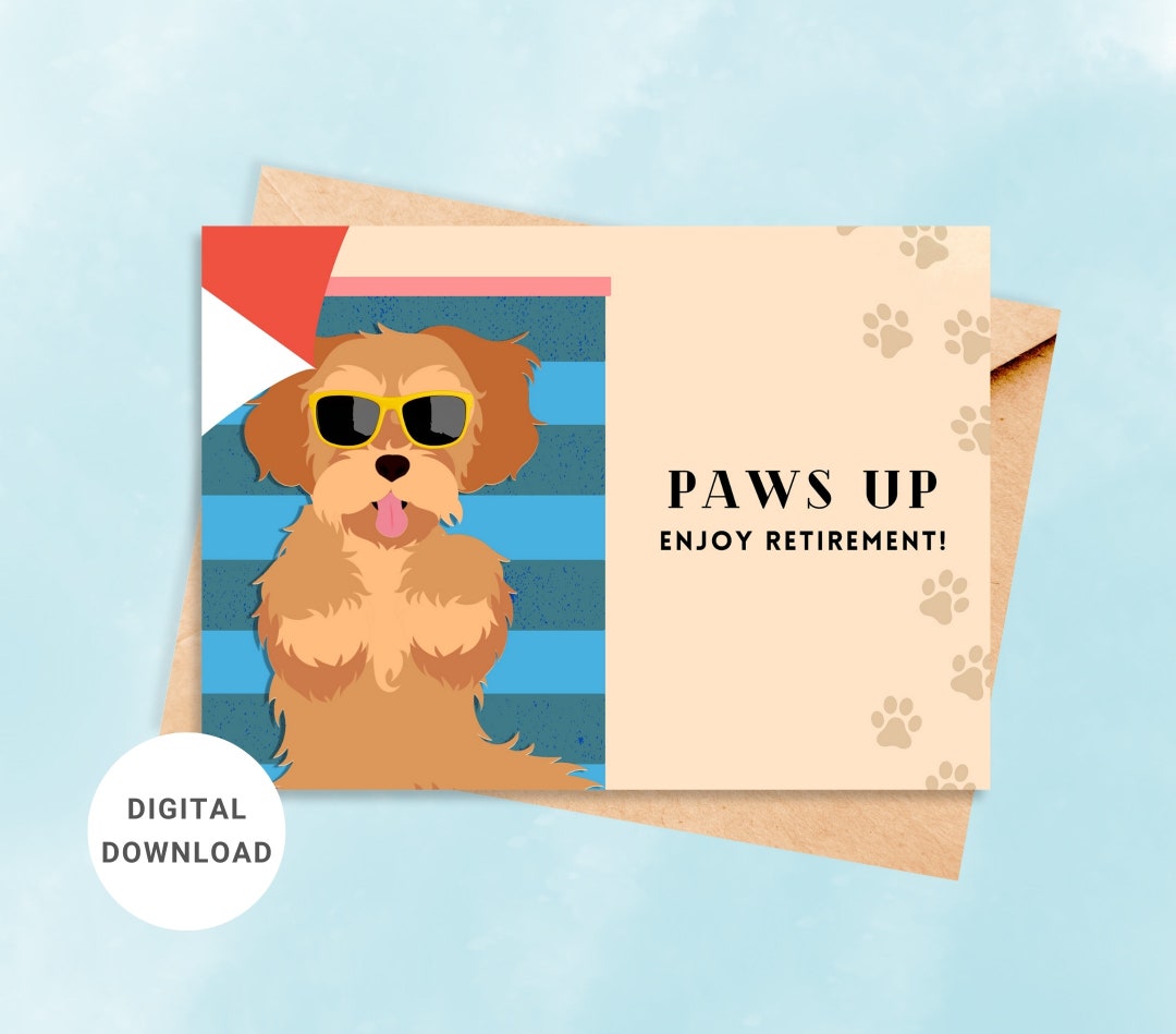 Printable Labradoodle Retirement Card, Digital Retirement Card ...