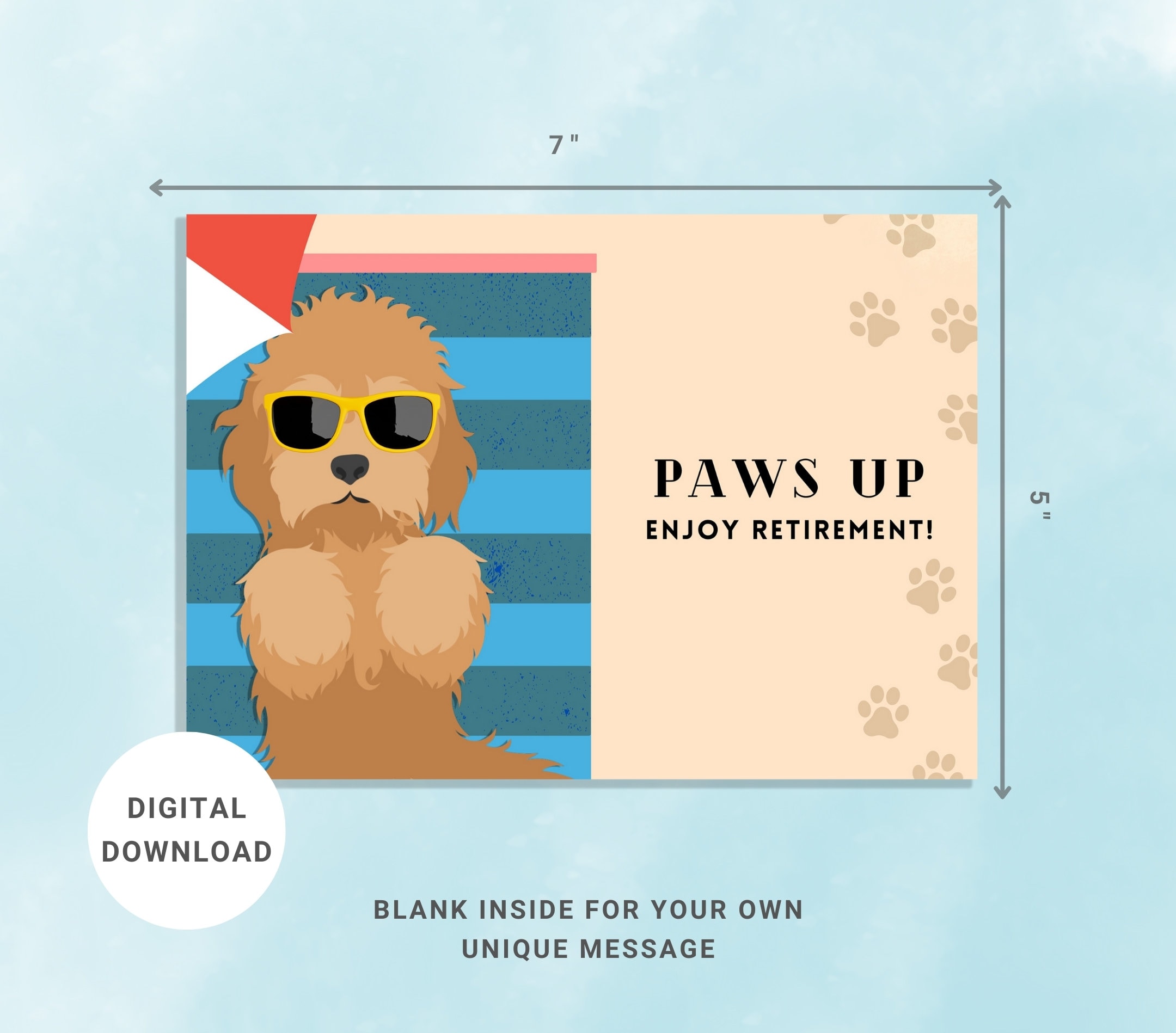 Printable Goldendoodle Retirement Card, Digital Retirement Card ...