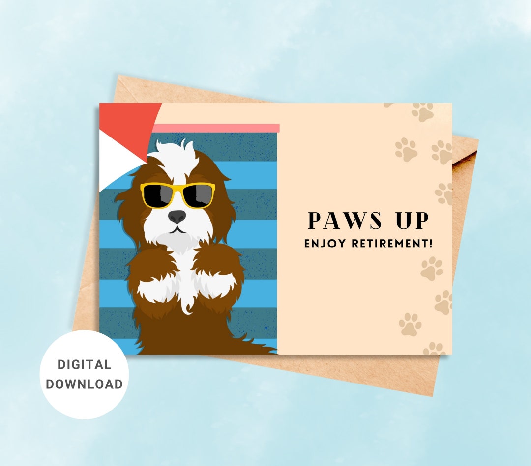 Printable Bernedoodle Retirement Card, Digital Retirement Card ...
