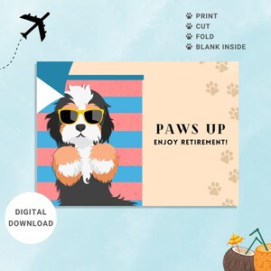 Printable Bernedoodle Retirement Card, Digital Retirement Card ...
