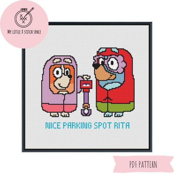 Bluey Nice Parking Spot Rita Cross Stitch - Etsy