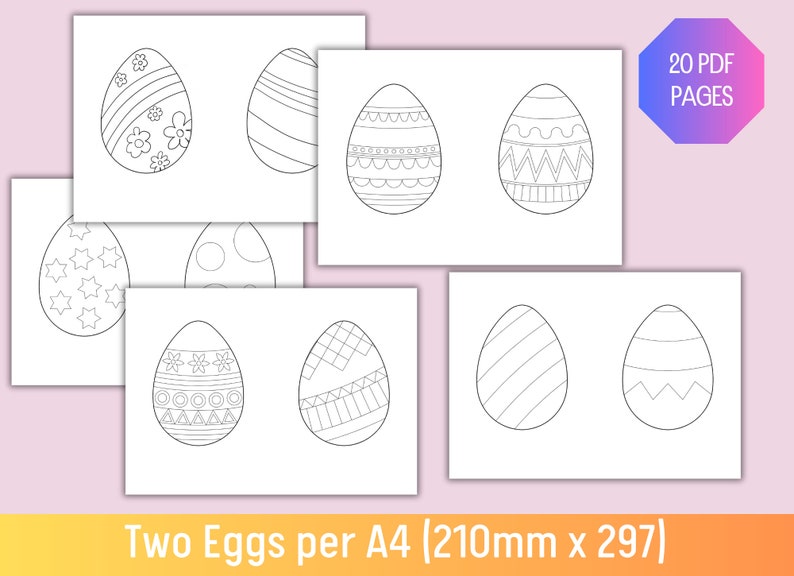 40 Easter Egg Coloring Pages/easter Kids Activity/holiday Coloring ...