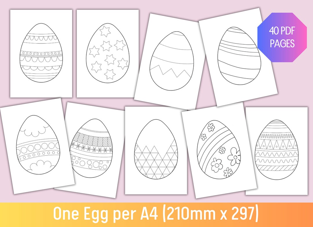 40 Easter Egg Coloring Pages/easter Kids Activity/holiday Coloring ...
