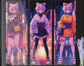 Anime Girls Poster Anime Art Style Acrylic Print french Cleat Hanging ...