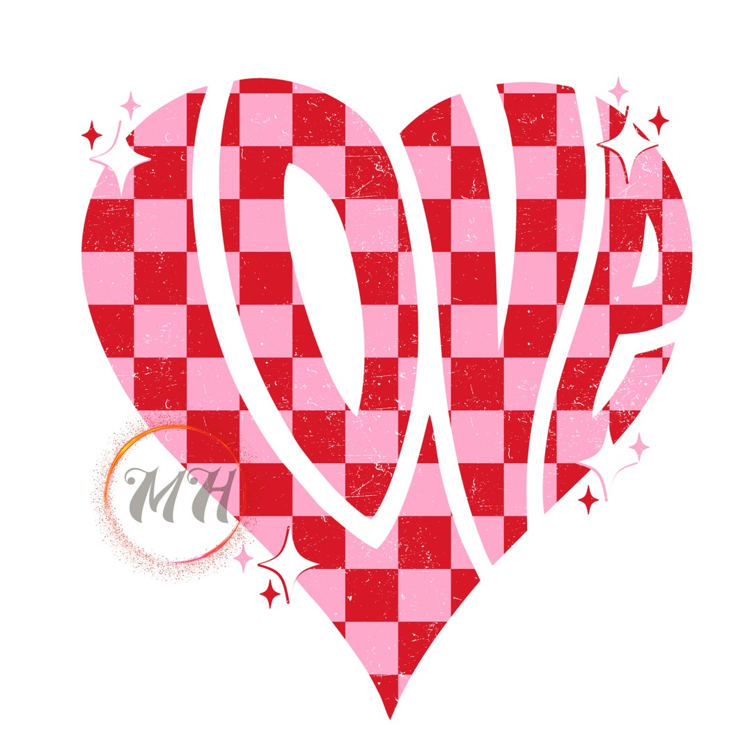 Checkered Love Heart Png - Etsy