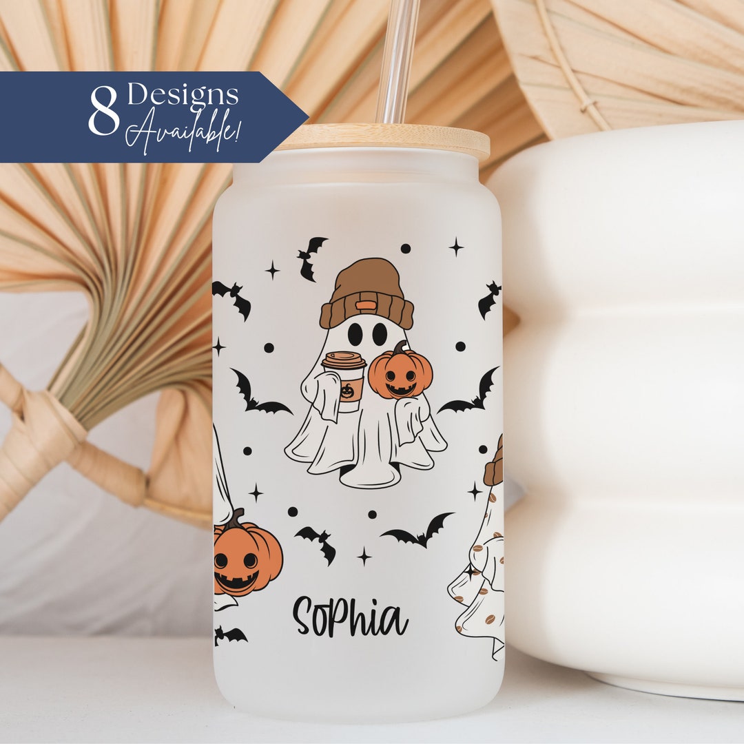 Halloween Ghost Coffee Cups, Personalized Coffee Ghost Glass Tumbler ...