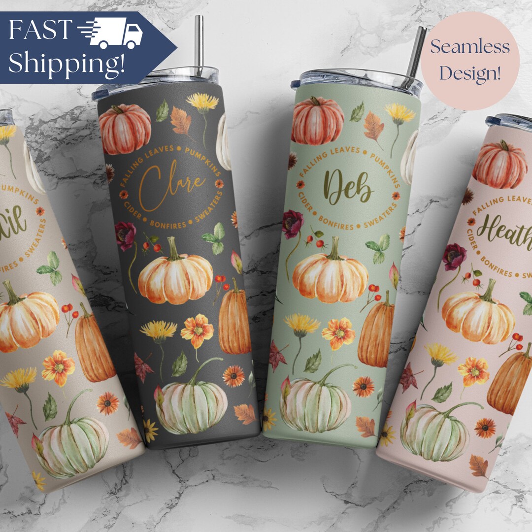 Personalized Fall Skinny Tumbler With Straw, Custom Fall Tumbler Gift ...