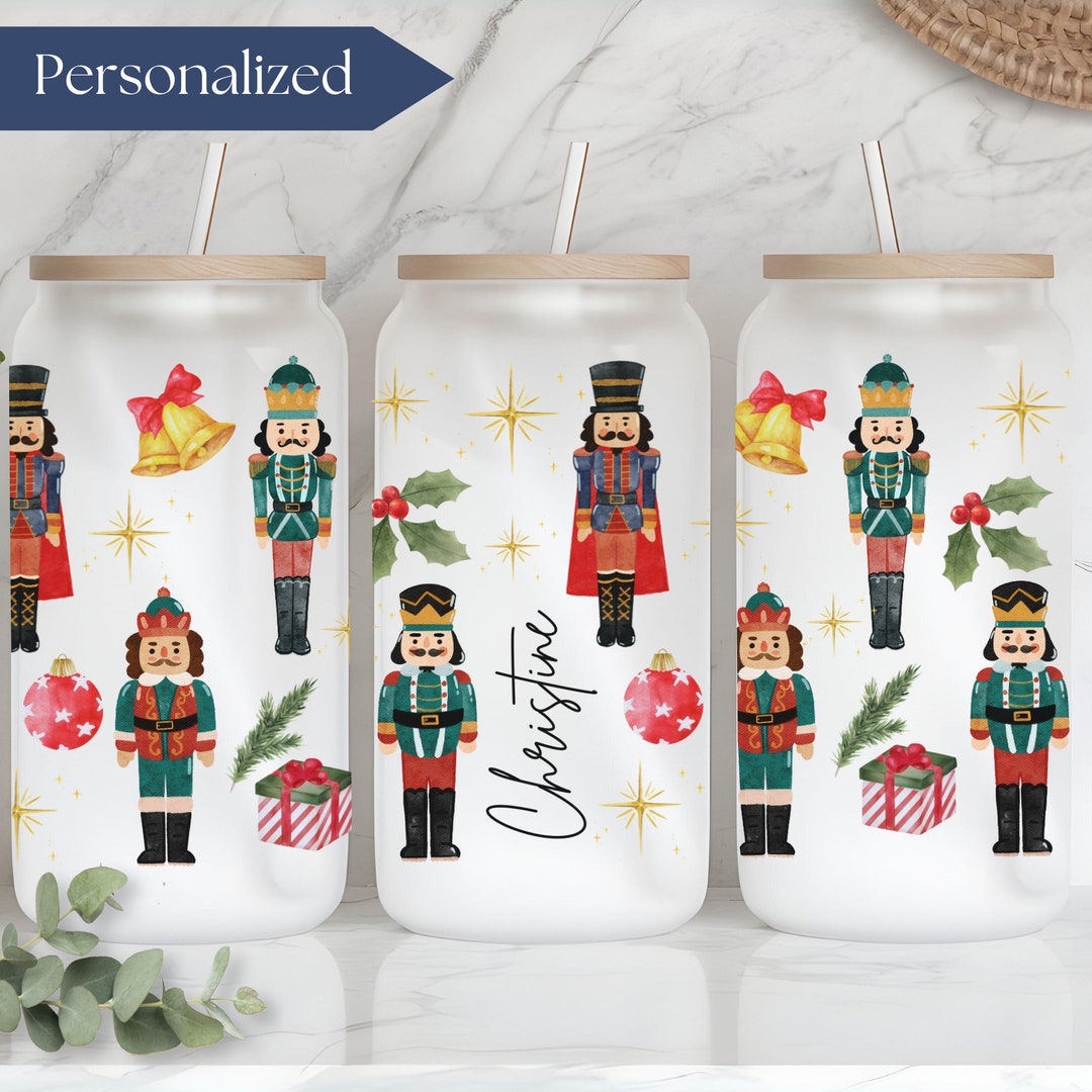 Christmas Nutcracker Glass Tumbler Personalized Christmas Glass Cup ...