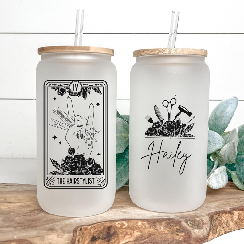 Hair Stylist Glass Tumbler Personalized Hair Stylist Glass Cup Custom ...