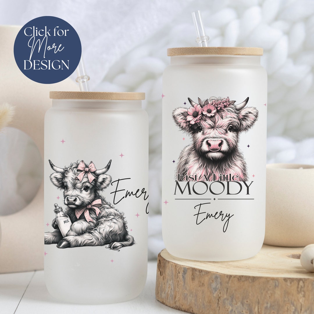 Highland Cow Glass Cup Personalized Cow Glass Tumbler Custom Gift for ...