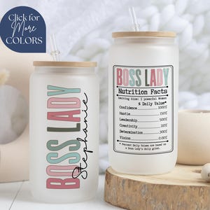 Boss Lady Glass Tumbler Personalized Boss Lady Nutrition Facts Cup ...