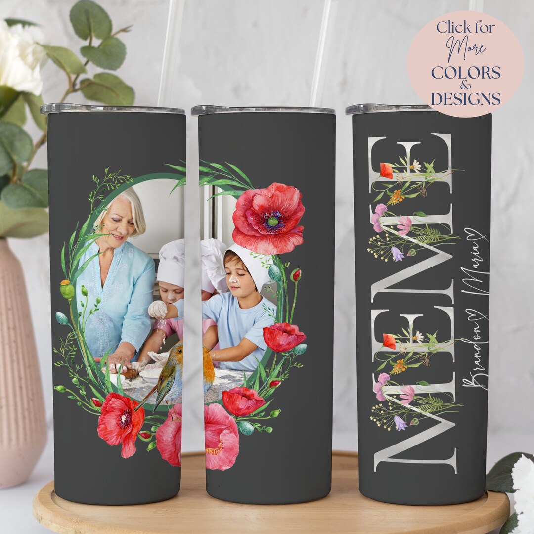 Meme Tumbler With Picture, Floral Meme Photo Tumbler, Personalized Meme ...