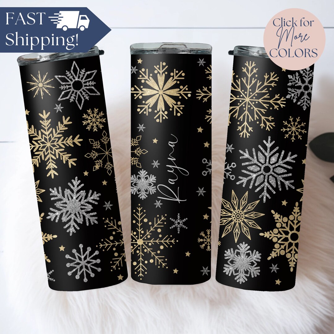 Personalized Snowflake Tumbler, Christmas Glitter Tumbler With Name ...
