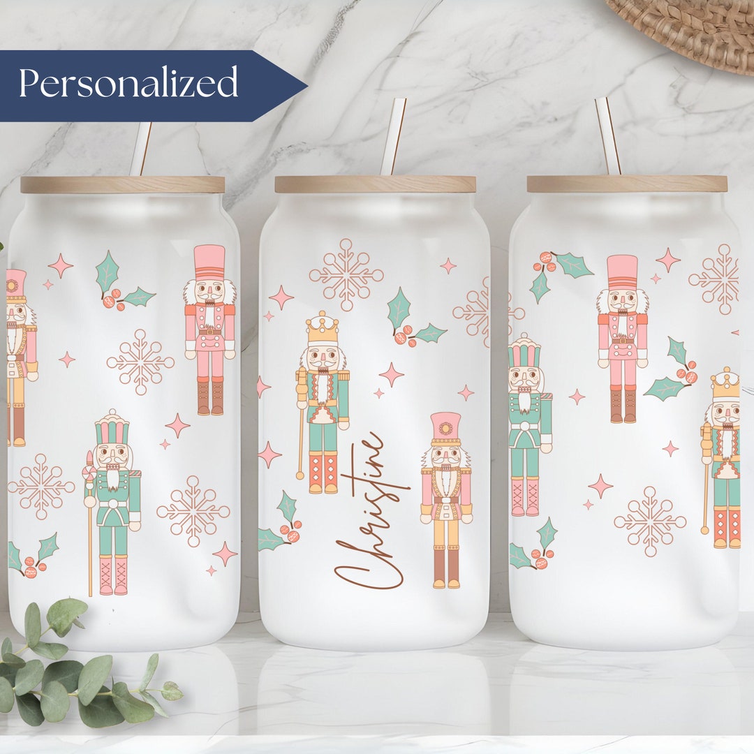 Personalized Pink Nutcracker Glass Tumbler With Name, Custom Pink ...