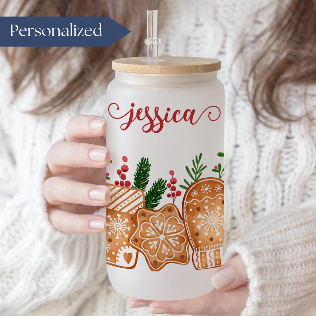 Gingerbread Glass Tumbler Personalized Gingerbread House Glass Cup ...