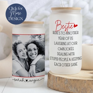 Bestie Glass Tumbler With Photo Personalized Photo Cup Gift for Best ...