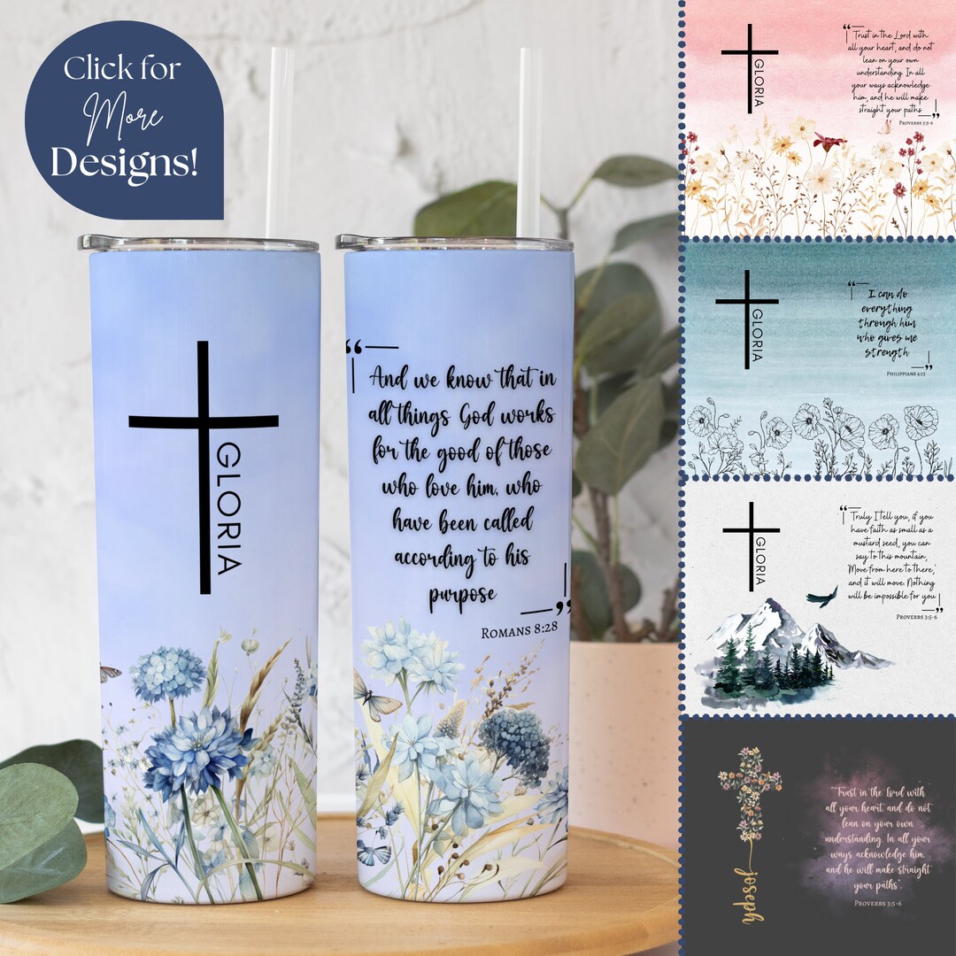 Personalized Easter Gift for Her, Custom Floral Religious Tumbler With ...