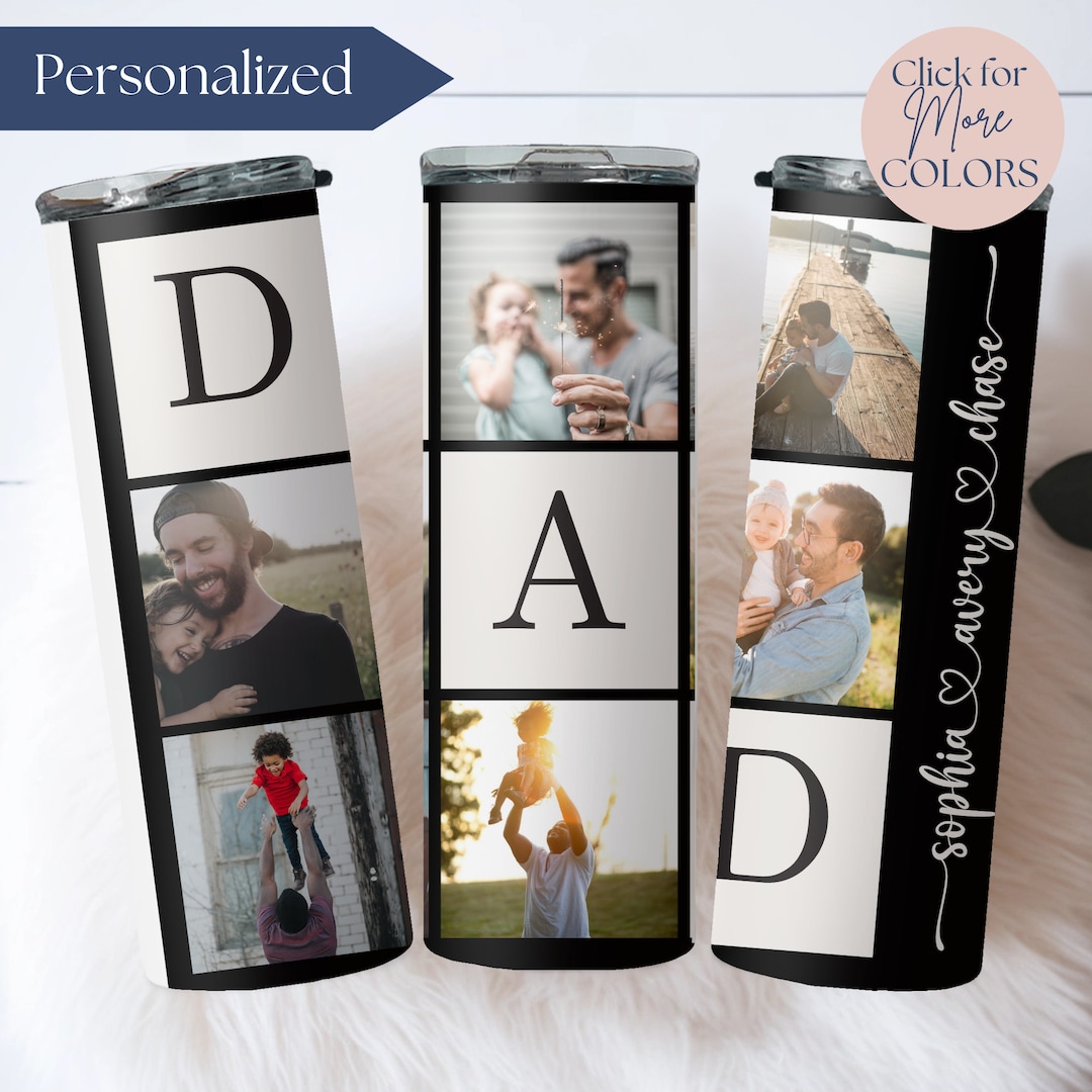 Personalized Dad Photo Tumbler With Kids Names, Photo Tumbler for Dad ...