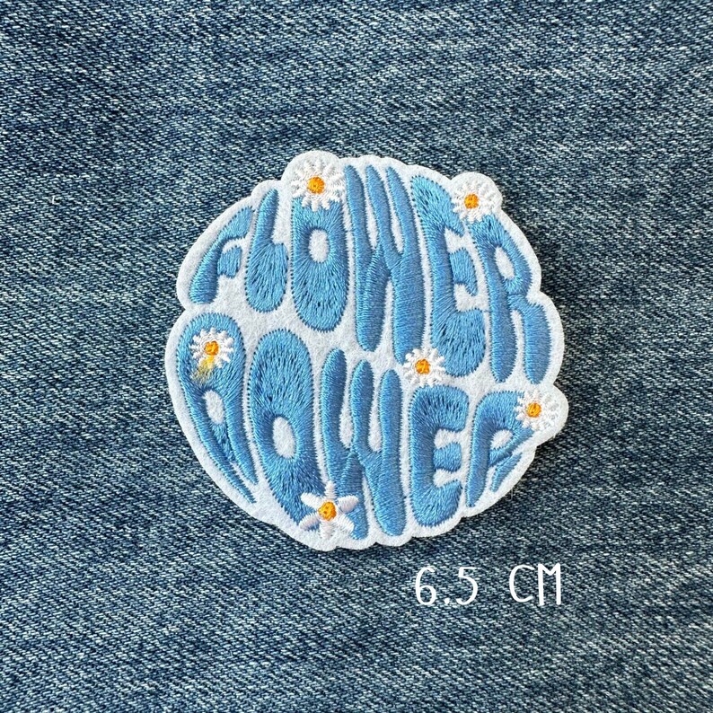 Iron-on Patch Flower Power Patches Application Retro Patches Embroider Badges Blue Patches - Etsy