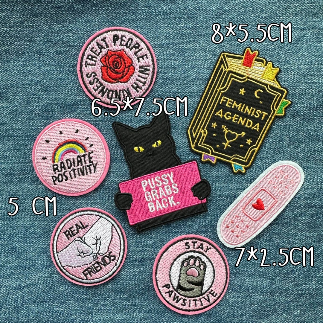 Iron-on Black Cat Patches Girl Power Patch Best Friend Patch Application Retro Patches Embroider ...