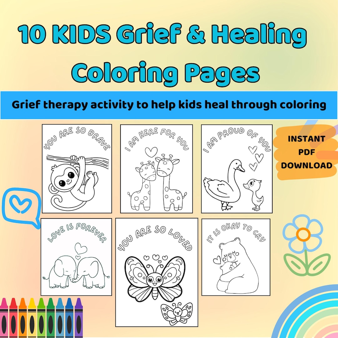 Kids Grief Coloring Book: Healing Activity, Coping Tools (PDF) - Etsy