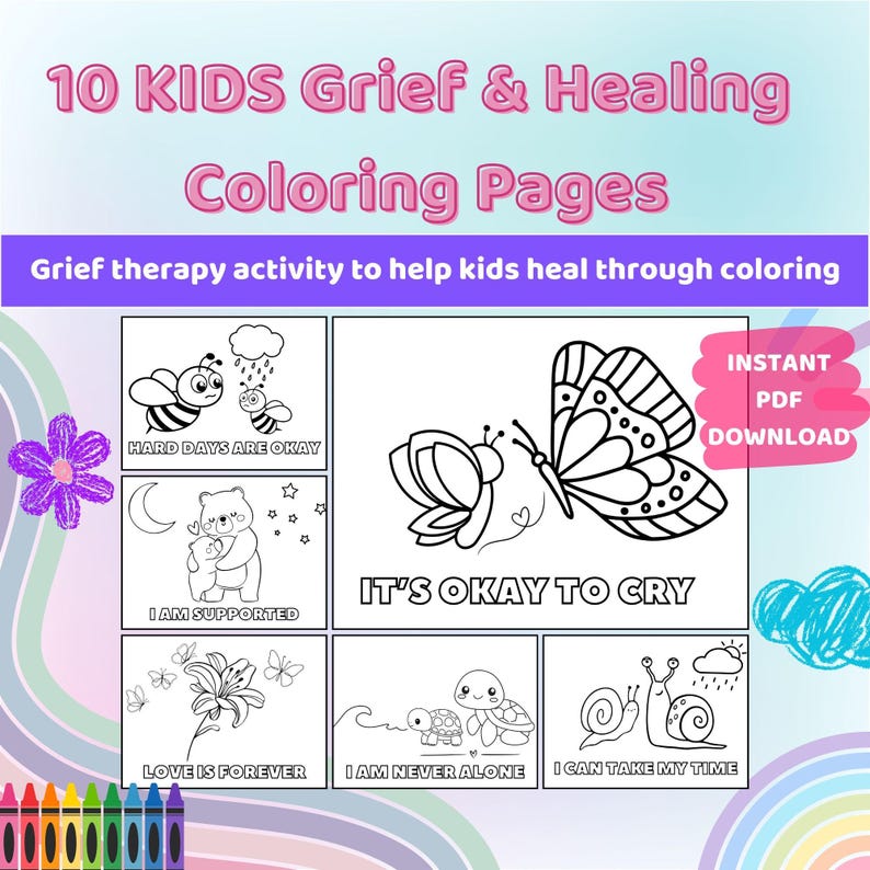Kids Grief Coloring Pages: Healing Activity Book (PDF Download) - Etsy