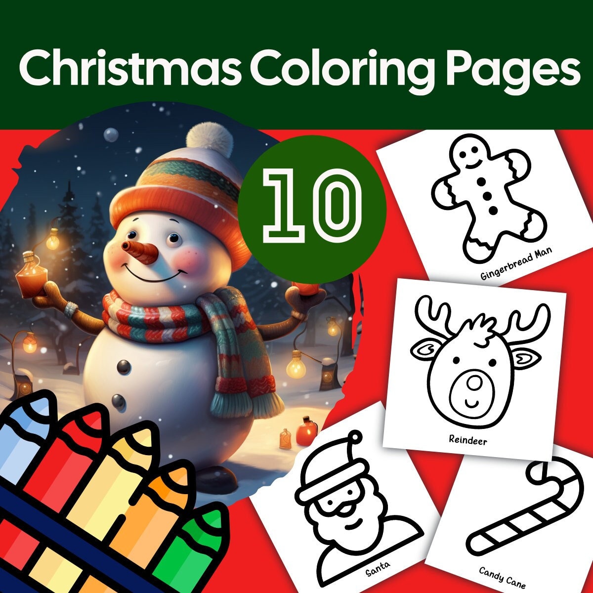 Christmas Colouring Pages for Kids, PDF, Printable Pages, Holiday ...