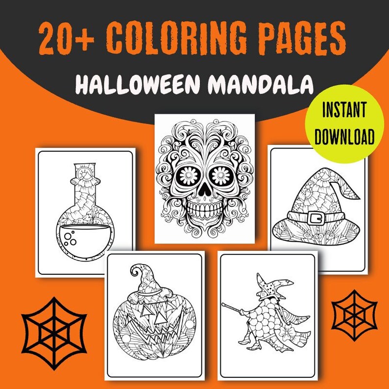 20 Mandala Halloween Coloring Pages, Kids Adults, Halloween Mandala ...