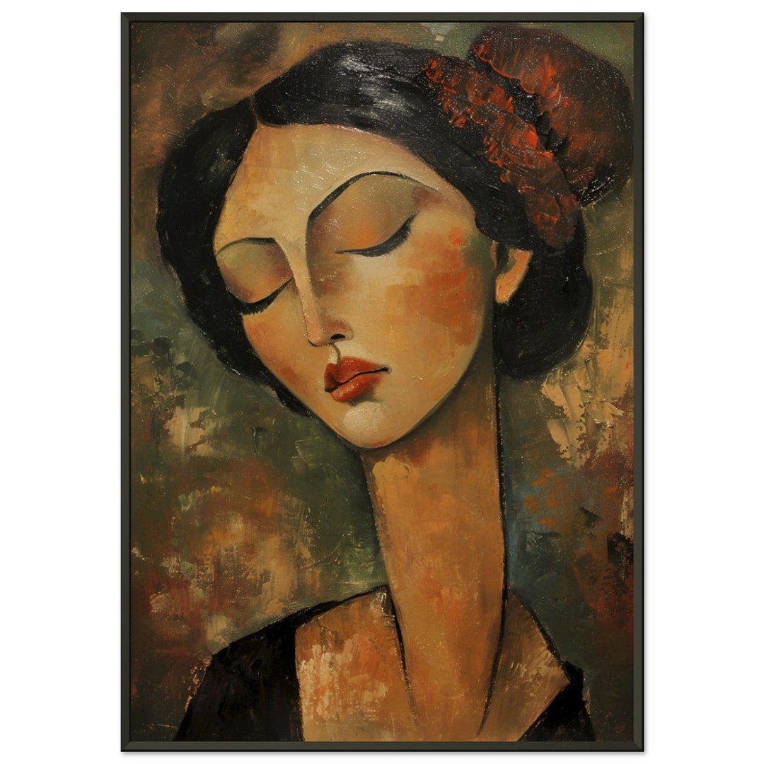 Vintage Elegance: Modigliani-inspired Long-necked Woman Museum-quality ...