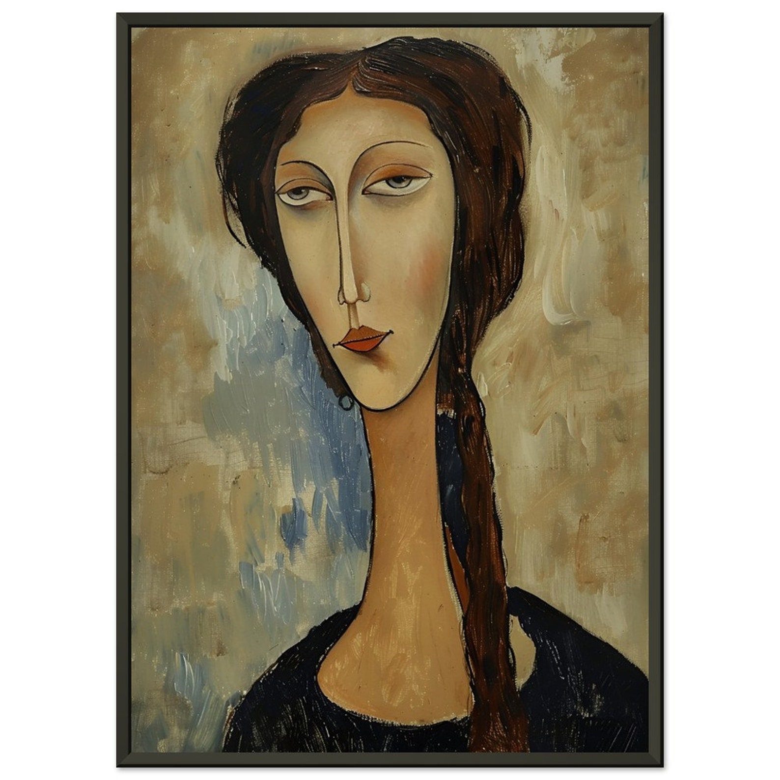 Modigliani-inspired Painting: Woman With Oblong Face and Long Neck ...
