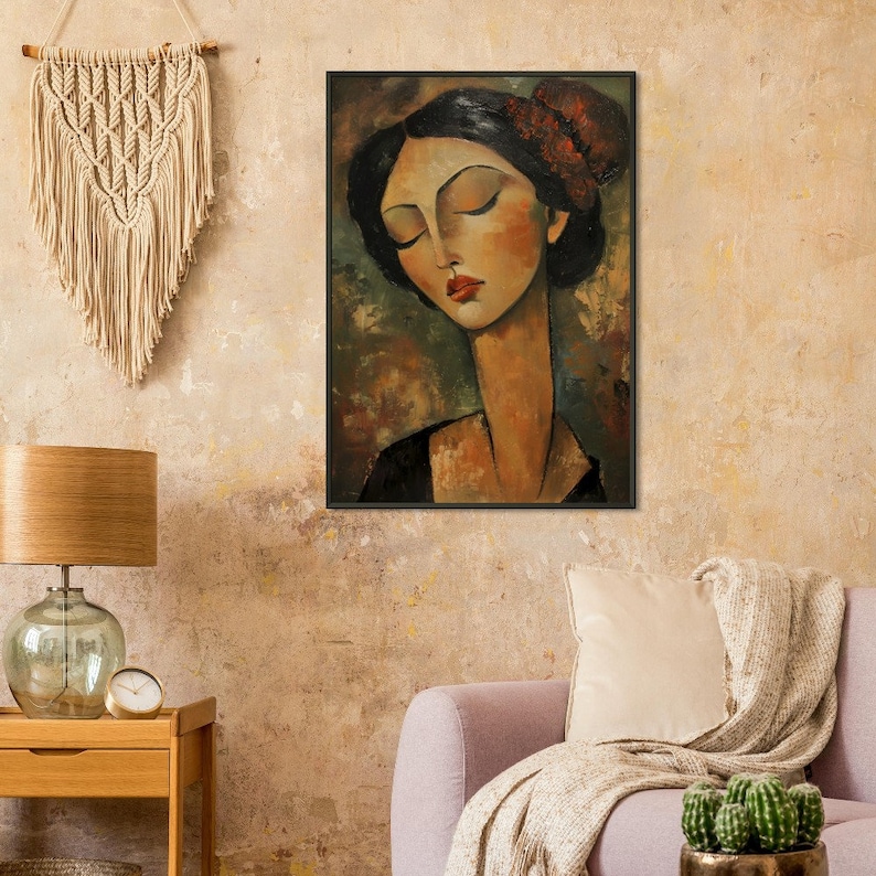 Vintage Elegance: Modigliani-inspired Long-necked Woman Museum-quality ...