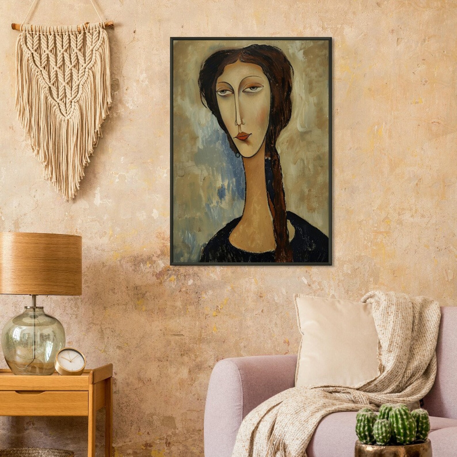 Modigliani-inspired Painting: Woman With Oblong Face and Long Neck ...