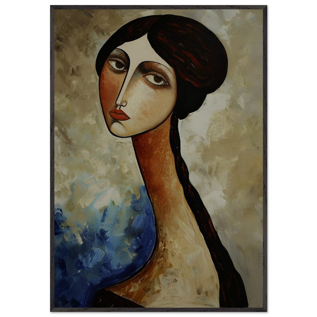 Modigliani-inspired Long Neck Woman: Unique Abstract Portrait Premium ...