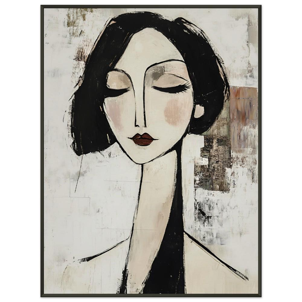 Serene Elegance Modigliani-inspired Portrait of a Woman With Black Hair ...