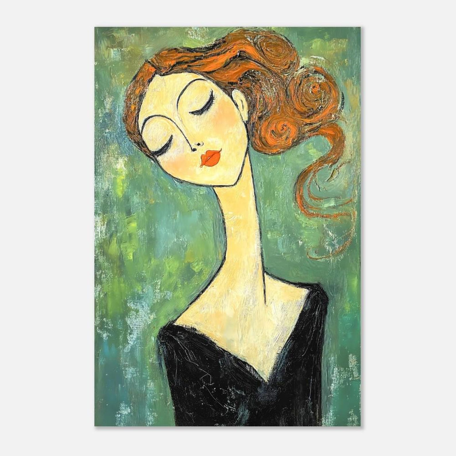 Red-haired Beauty Aluminum Print - Modern Retro Art - Unique Wall Decor ...