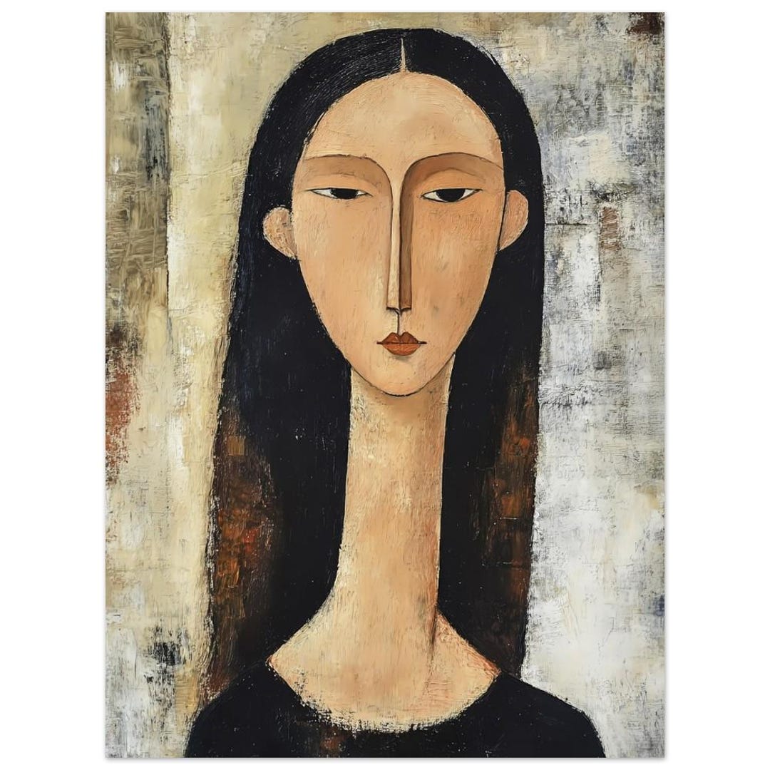 Minimalist Woman With Long Neck - Modigliani-inspired Abstract Art ...