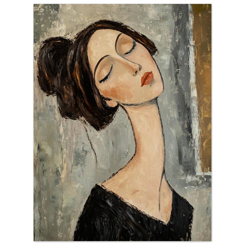 Elegant Portrait of a Woman With a Curved Neck – Modigliani-inspired ...
