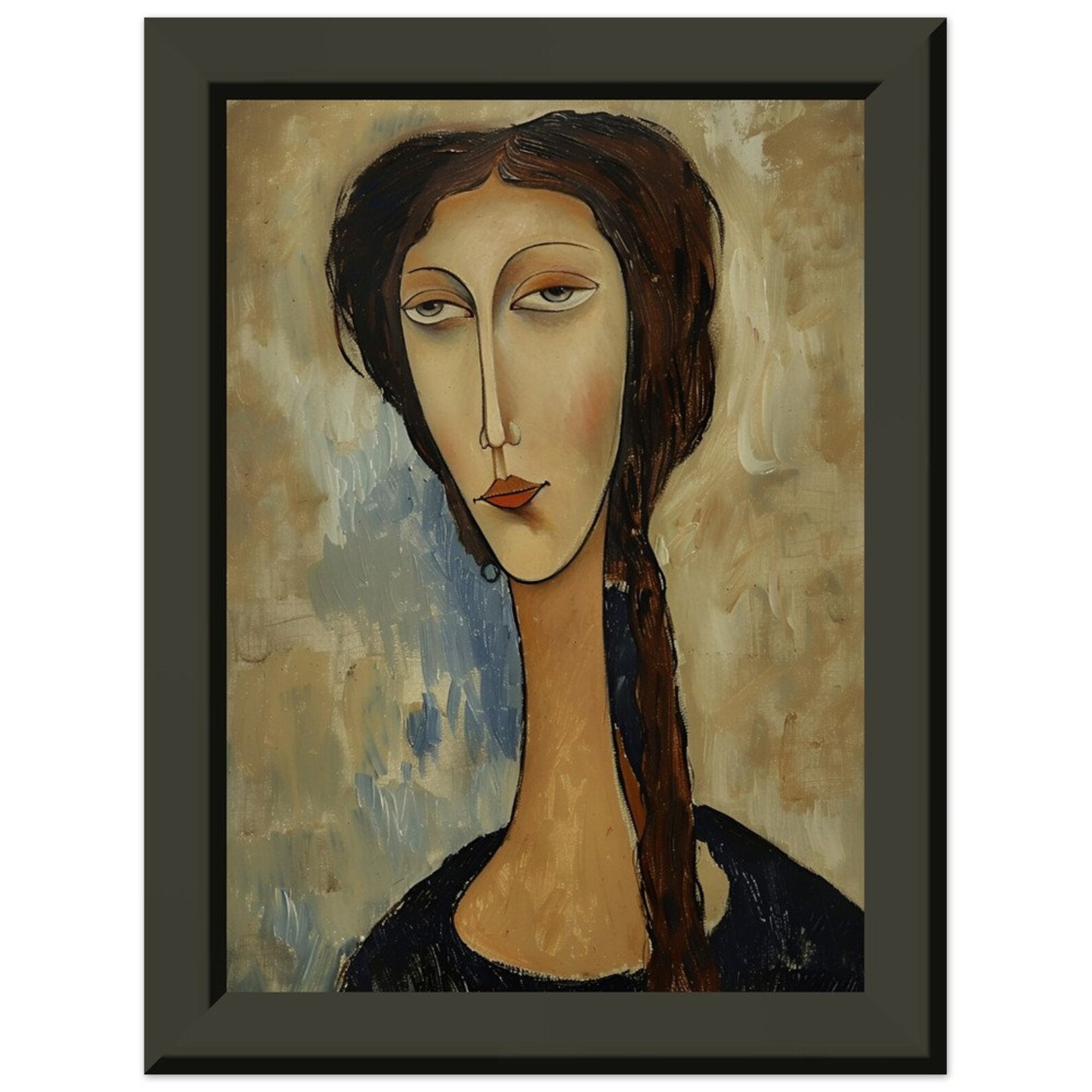 Modigliani-inspired Painting: Woman With Oblong Face and Long Neck ...