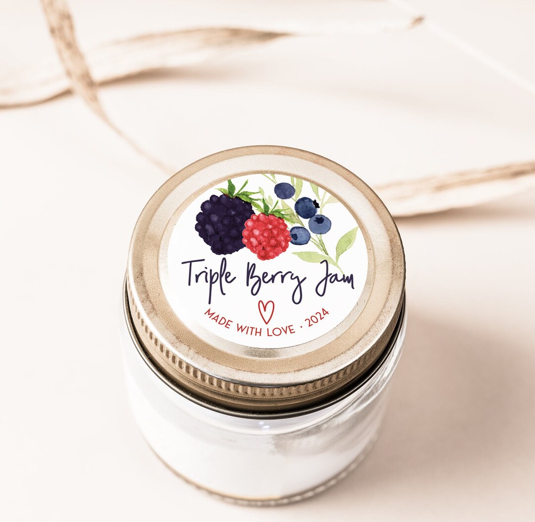 Triple Berry Jam Label in Sets of 20 With Custom Text - Etsy
