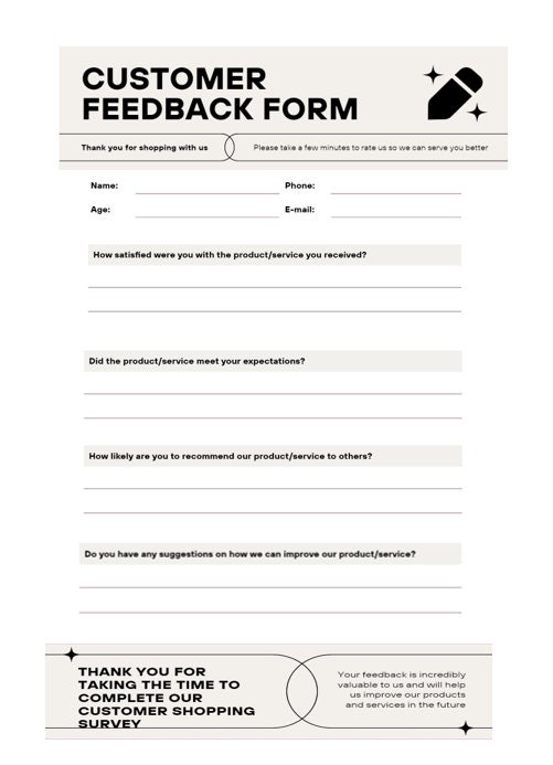Customer Feedback Form digital Print - Etsy