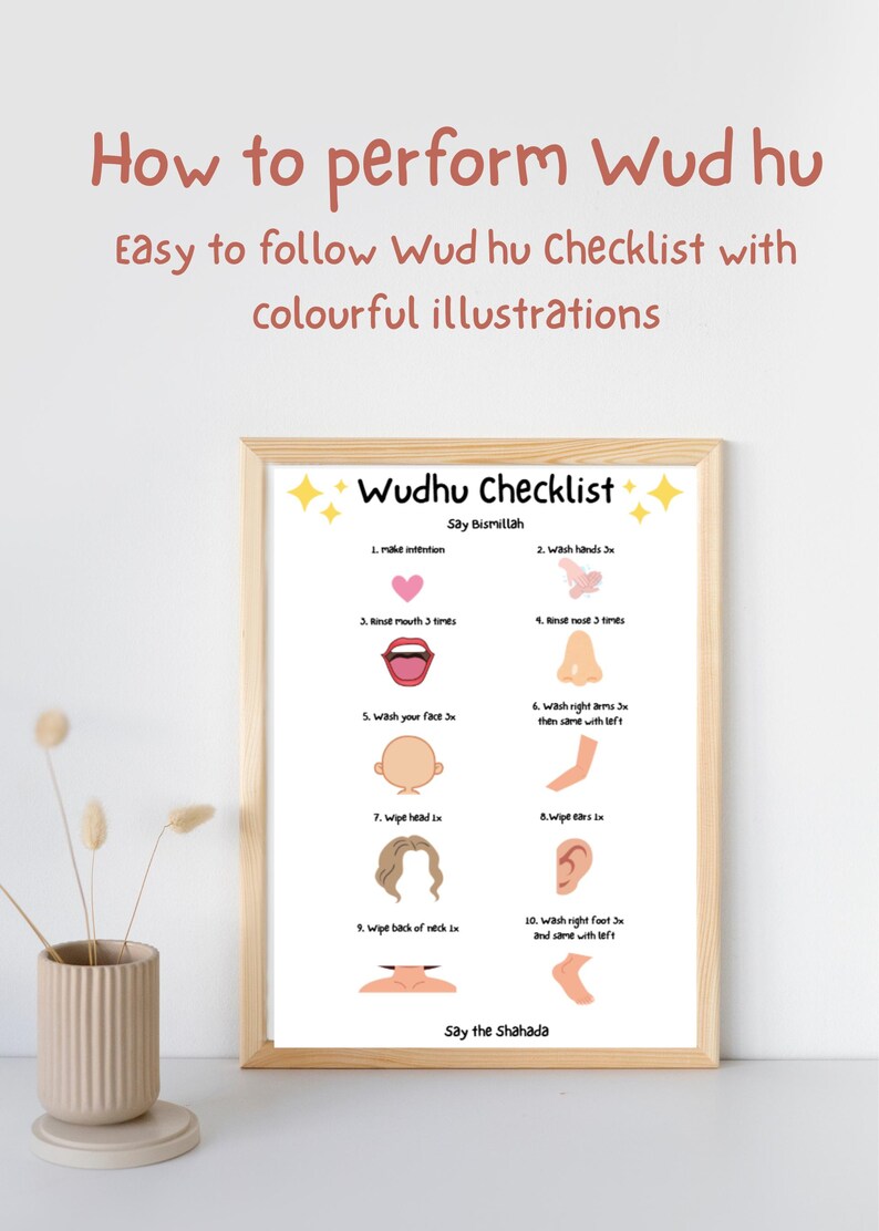 Wudu Chart Printable, Wudu Sequence, Children's Wudu Chart, Boys Wudu ...
