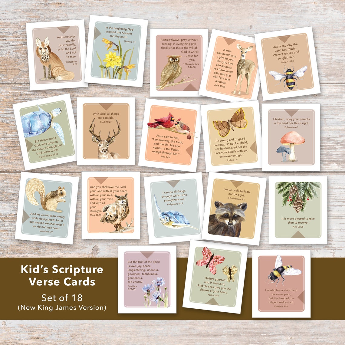 Easy Kids Bible Cards Bible Verse Memory Cards Christ Activity Bible ...