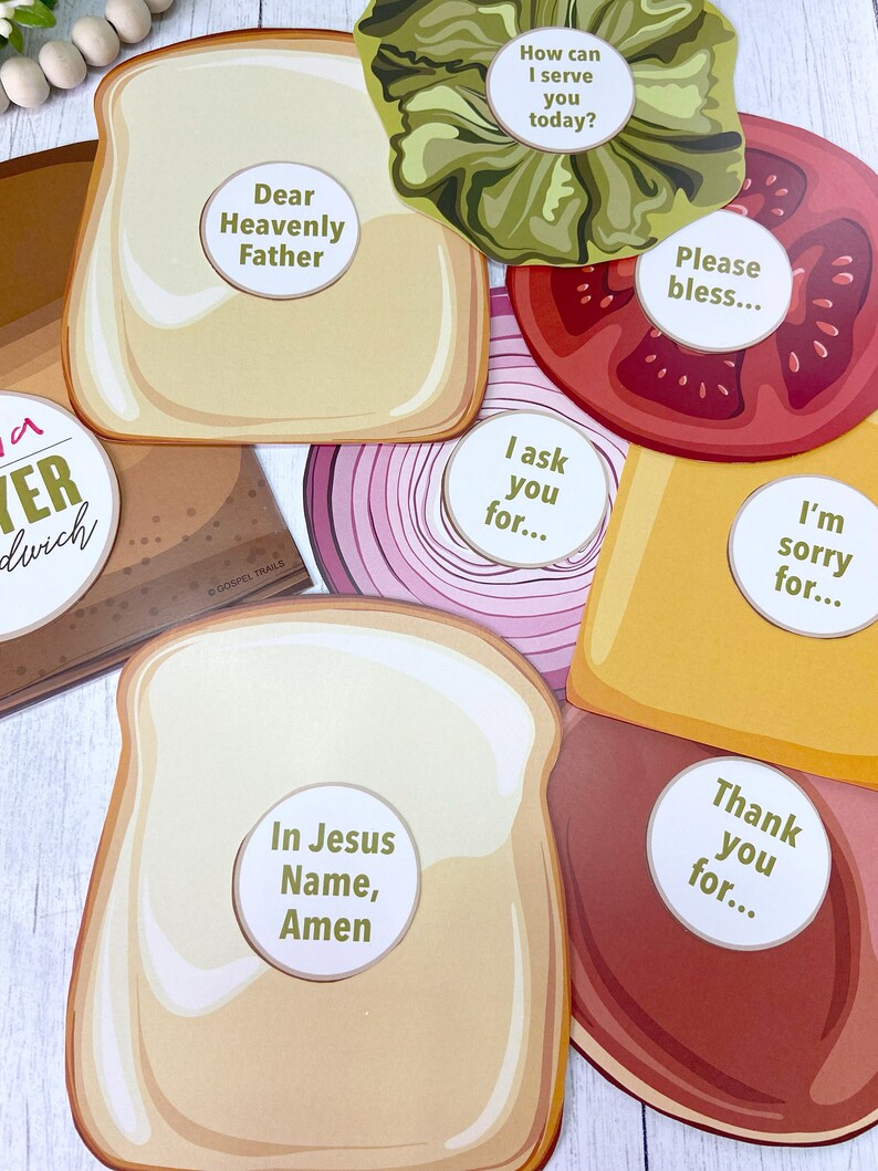 Christian Kids Prayer Sandwich Bible Lesson Activity for Homeschool ...
