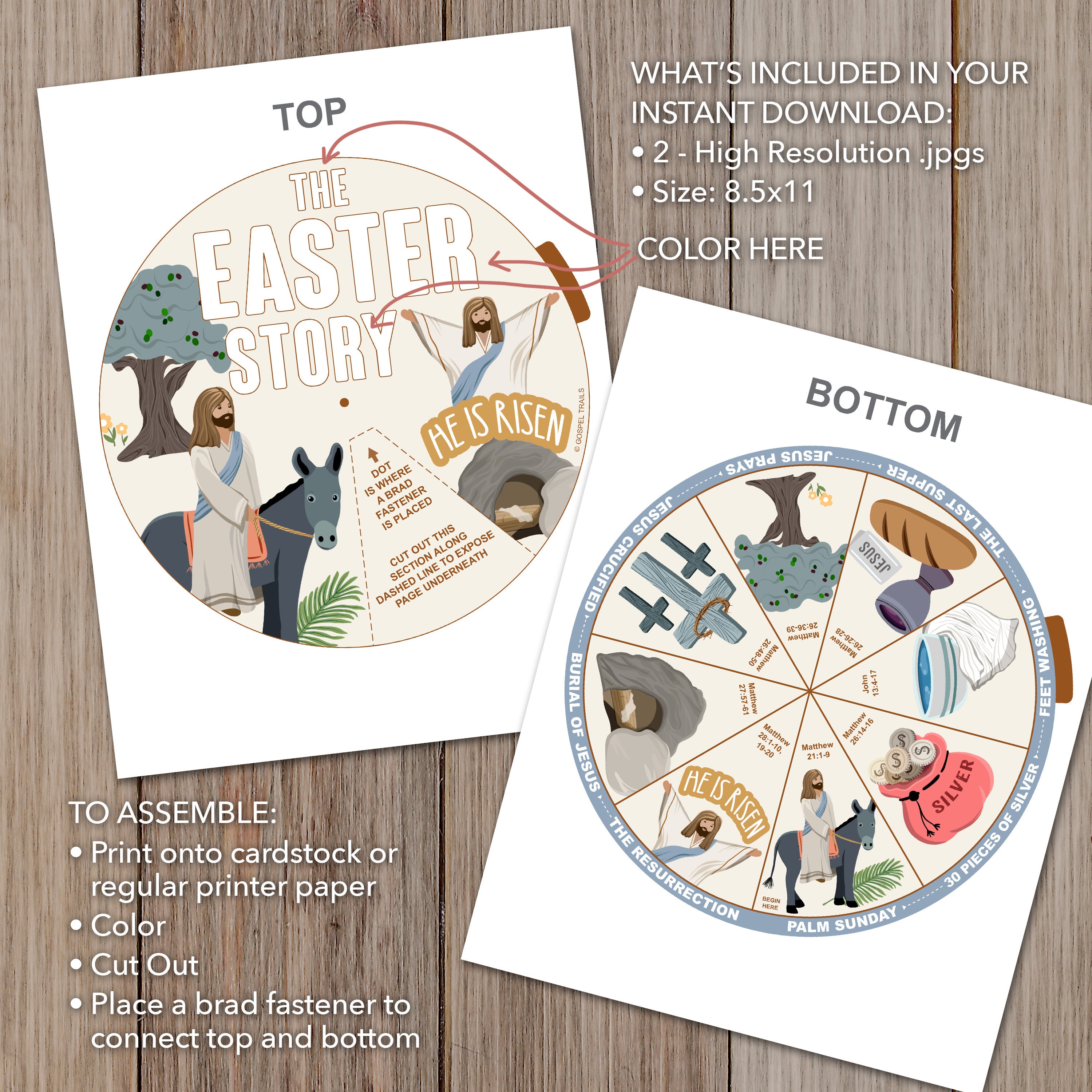 Holy Week Easter Bundle Printables Holy Week Coloring Wheel, Easter ...