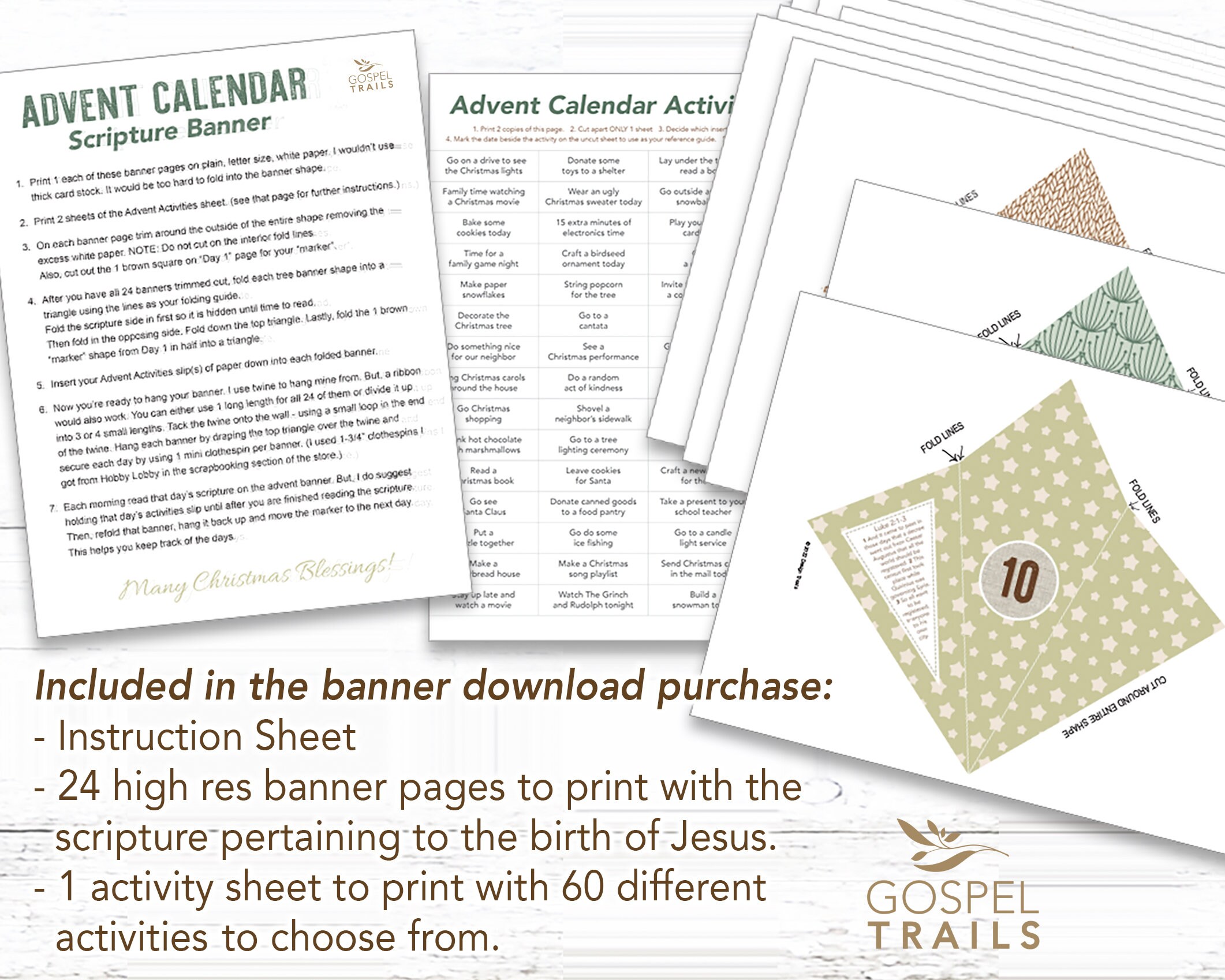 Christmas Advent Calendar With Scriptures for Kids Printable Nativity ...