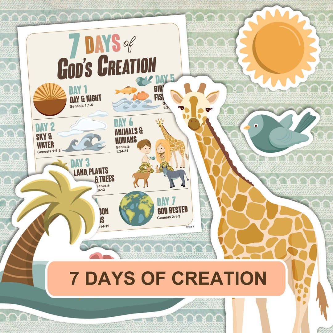 7 Days of Creation Christian Lesson for Kids, Printable Bible Activity ...