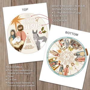 Jesus Birth Coloring Wheel for Kids Christmas Activity Advent Spinning ...