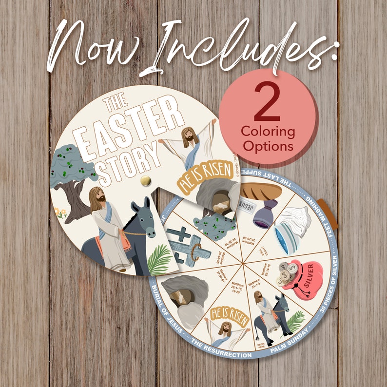 Resurrection Story for Kids Easter Story Coloring Wheel Palm Sunday ...