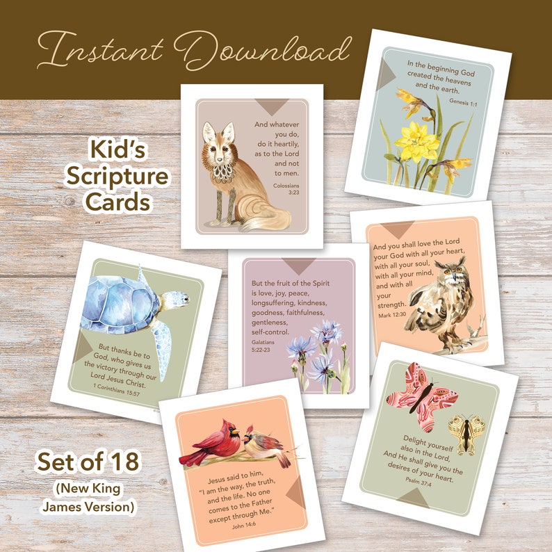 Easy Kids Bible Cards Bible Verse Memory Cards Christ Activity Bible ...