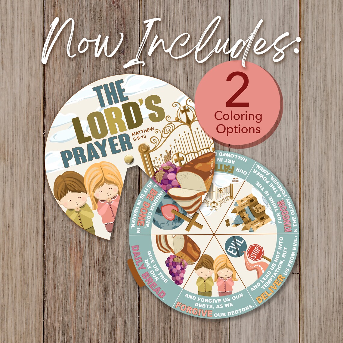 The Lord's Prayer Craft Coloring Wheel Lords Prayer Printable Activity ...